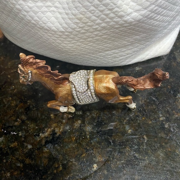 unkn | Accents | Vintage Gold Brass Miniature Horse Rhinestone | Poshmark